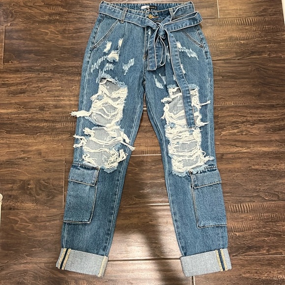 Fashion Nova | Jeans | Fashion Nova X Cardi B Ripped Cargo Jeans Pants ...